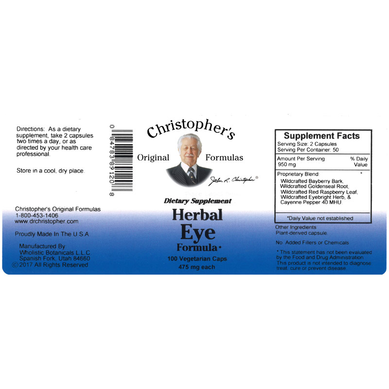 Christopher's Original Formulas - Herbal Eye Formula - 100 Capsules - G ...