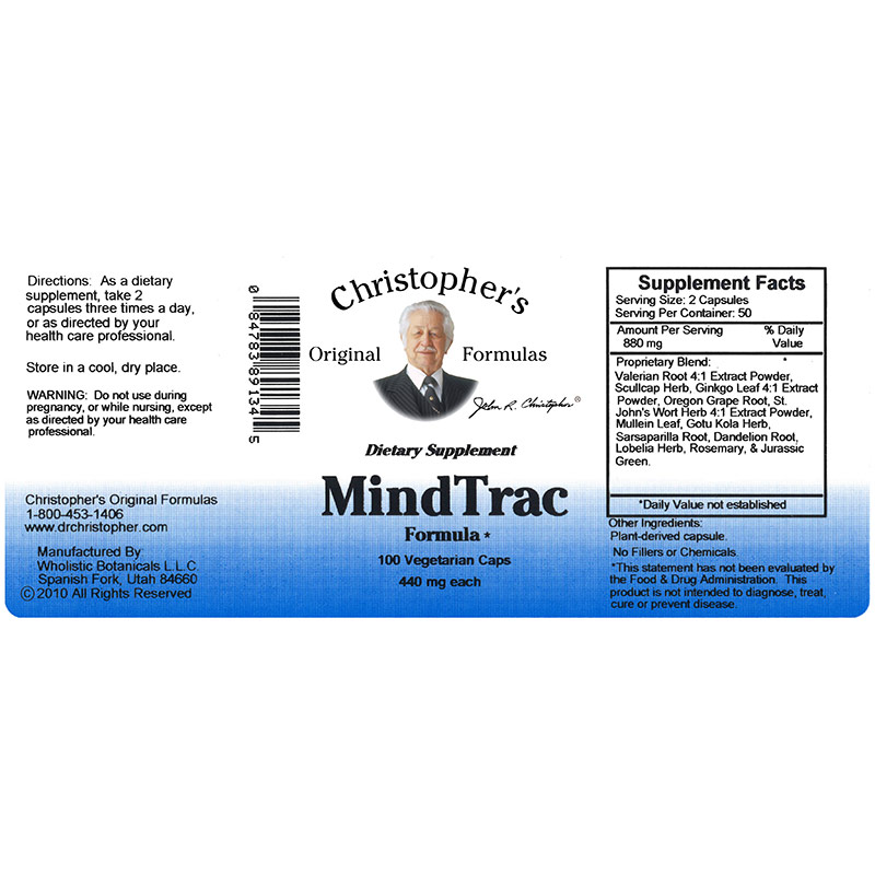 Christopher's Original Formulas - MindTrac Capsule - 100 Capsules - G&W Herbs