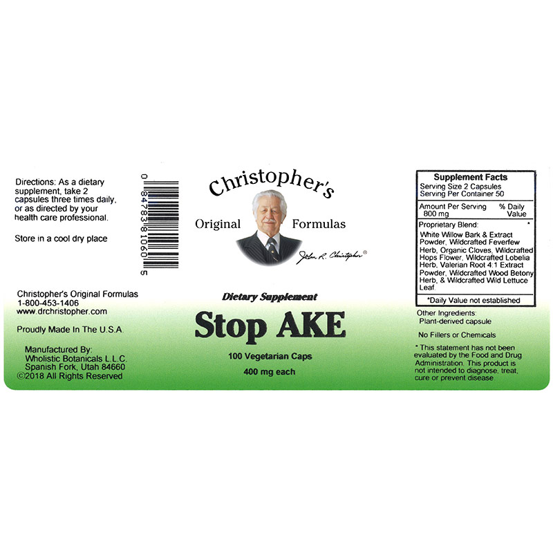 Christopher's Original Formulas - Stop AKE Capsule - 100 Capsules - G&W ...